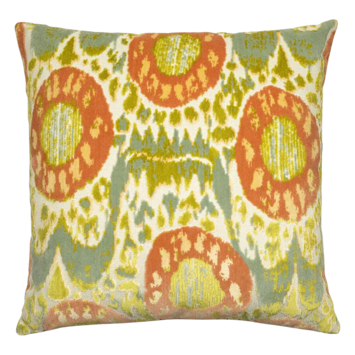 Piper Collection | Amelia Aqua and Coral Abstract Cut Velvet Pillow
