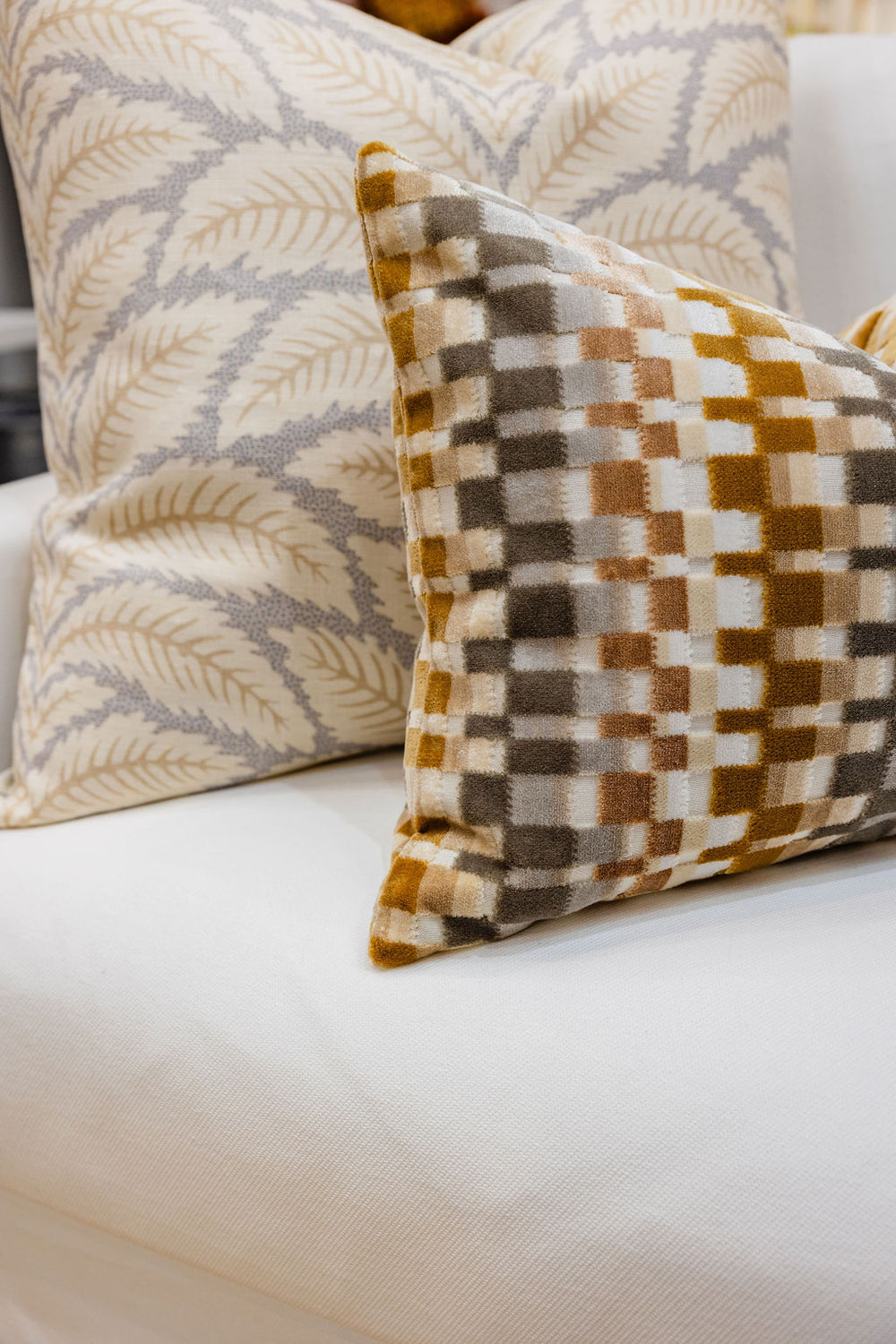 Piper Collection | Bridget Gray Neutral Fern Leaf Printed Pillow