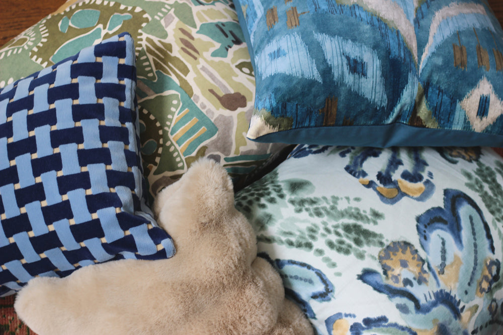 Piper Collection | Halston Green and Yellow Abstract Printed Pillow