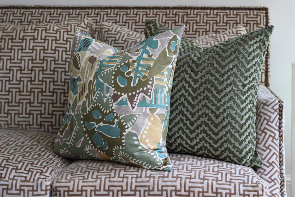 Piper Collection | Halston Green and Yellow Abstract Printed Pillow