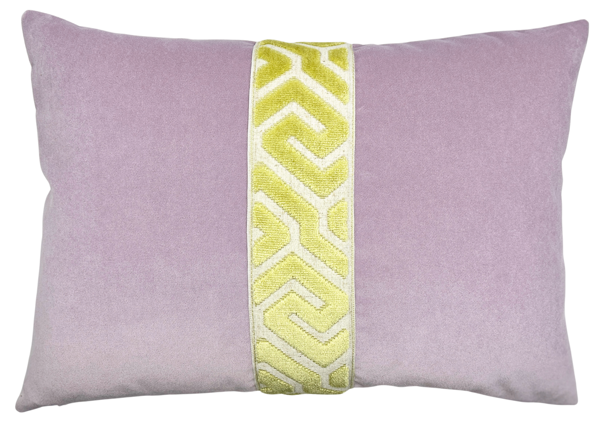 Piper Collection | Lennon Purple Velvet Lumbar with Citron Geometric Tape