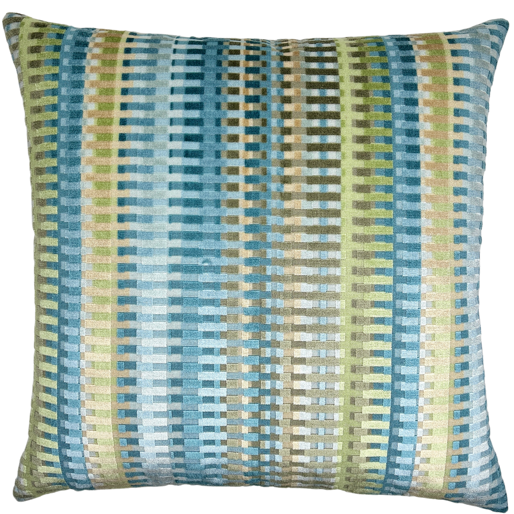 Piper Collection | Elliott Blue and Green Geometric Velvet Pillow