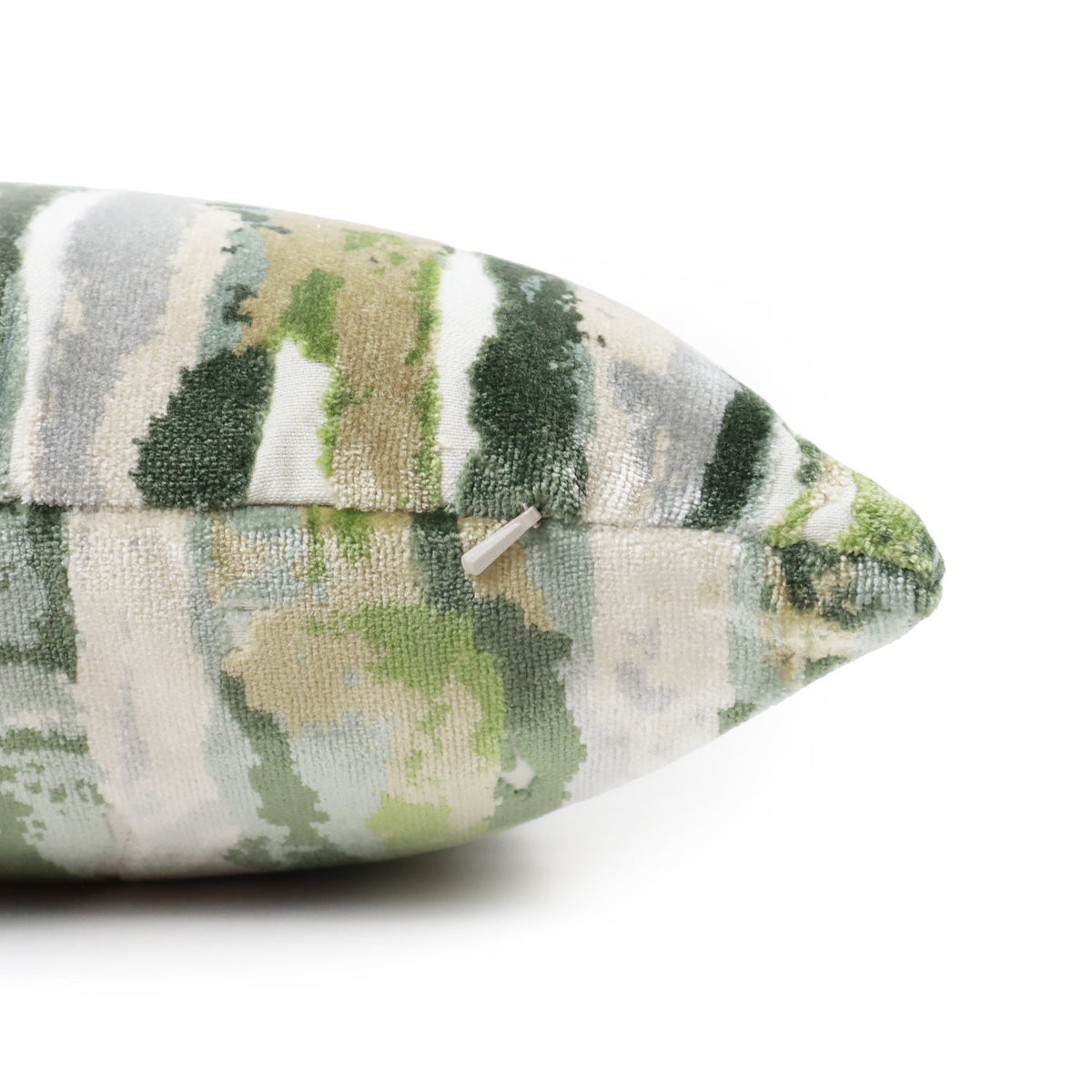 Piper Collection | Carter Green Gray Abstract Stripe Velvet Pillow